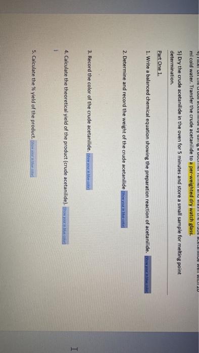 Solved Part one: Glassware: 250mi beaker watch glans | Chegg.com