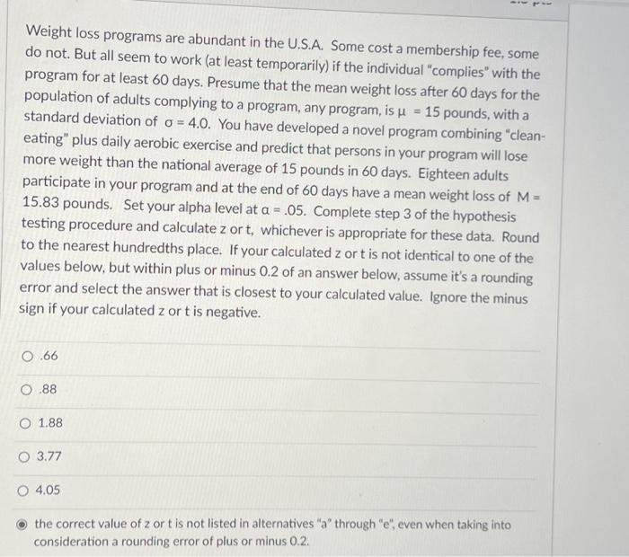 Weight loss programs are abundant in the U.S.A. Some | Chegg.com