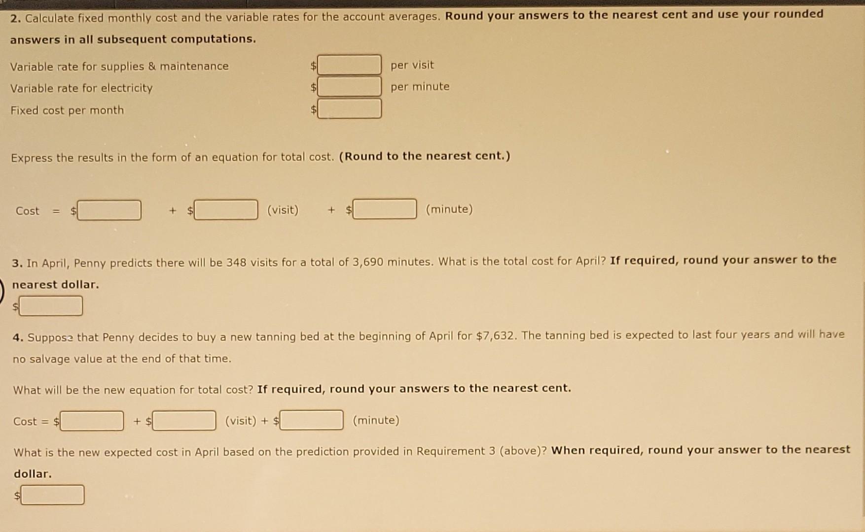 Solved 2. Calculate fixed monthly cost and the variable | Chegg.com