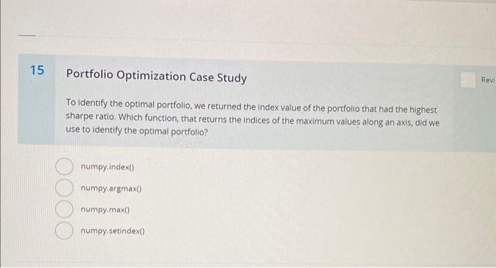 Solved Portfolio Optimization Case Study To identify the | Chegg.com
