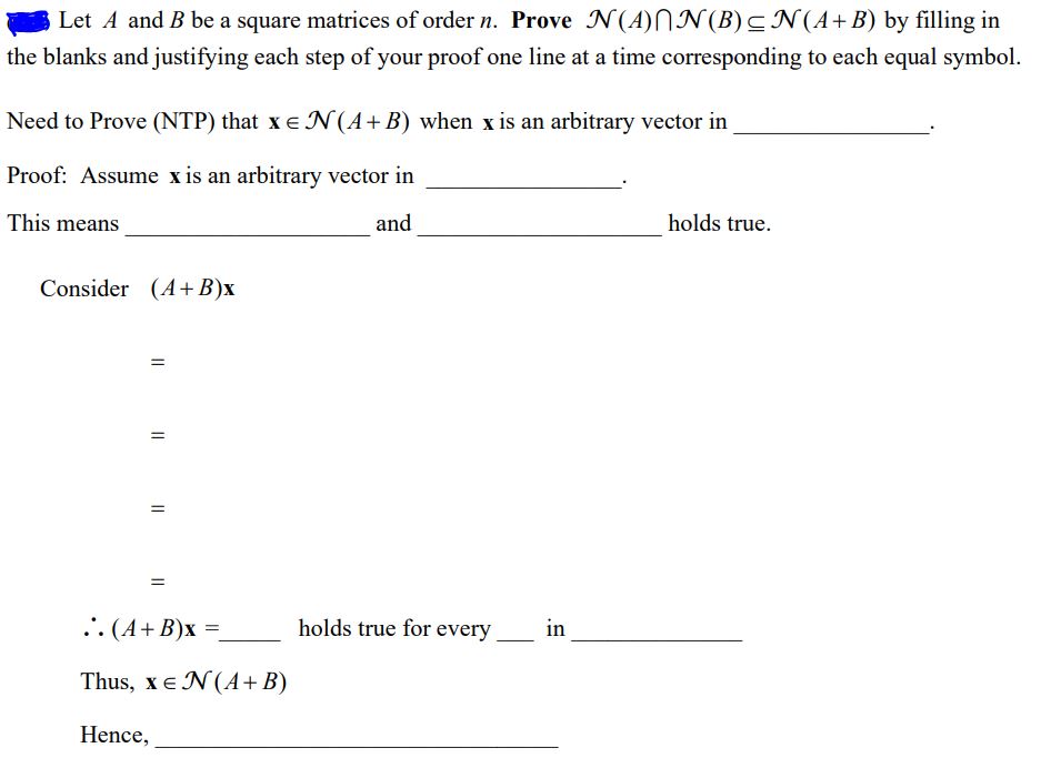 Solved Let A and B be a square matrices of order n. ﻿Prove | Chegg.com