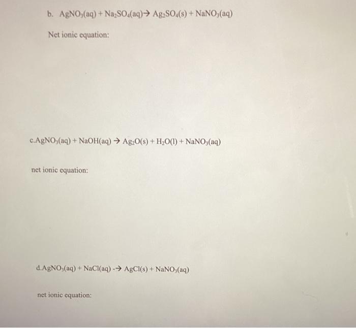 Solved b. Balance the following chemical equations and write | Chegg.com