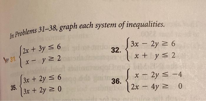 Solved In problems 31-38, graph each system of inequalities. | Chegg.com