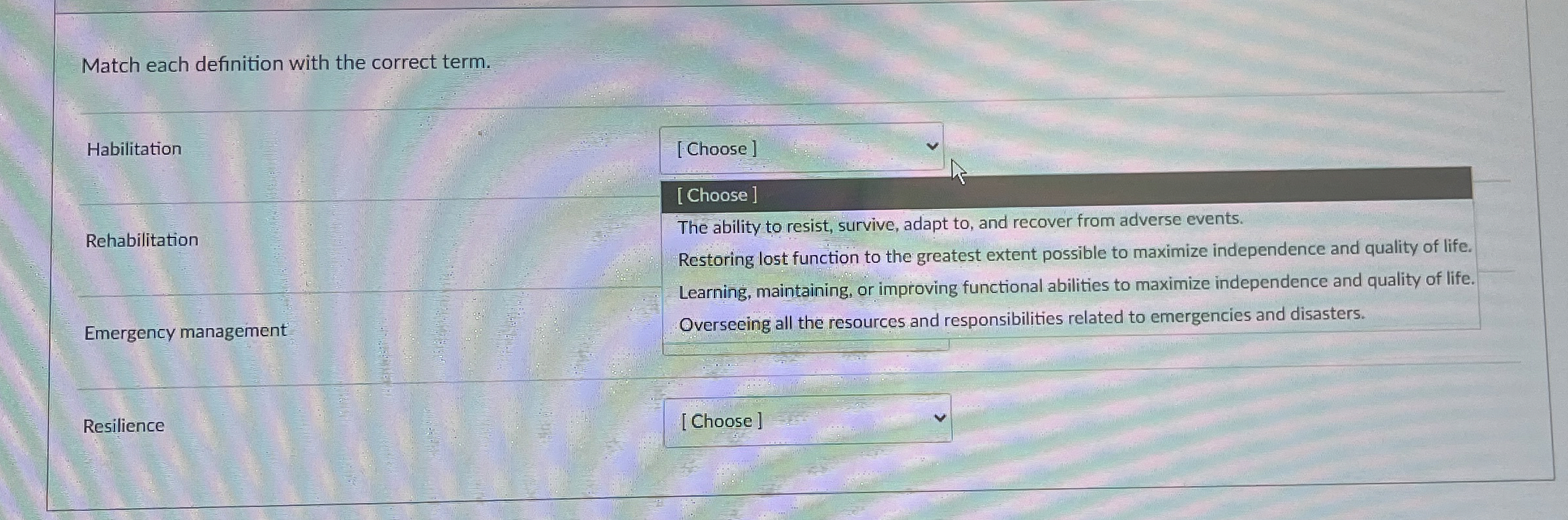 Solved Match each definition with the correct | Chegg.com