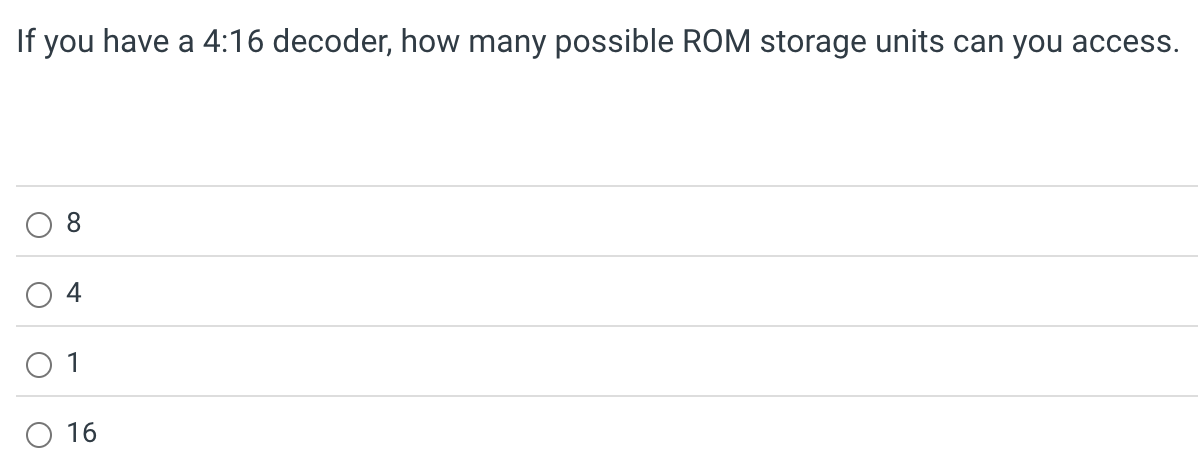 Solved If you have a 4:16 ﻿decoder, how many possible ROM | Chegg.com