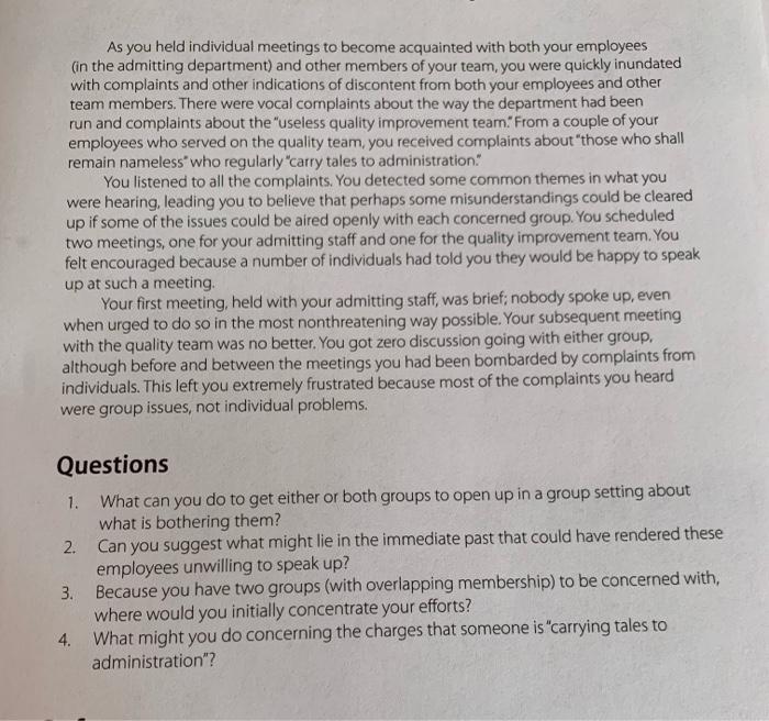 Solved Case: The Quiet Bunch You learned during your first | Chegg.com