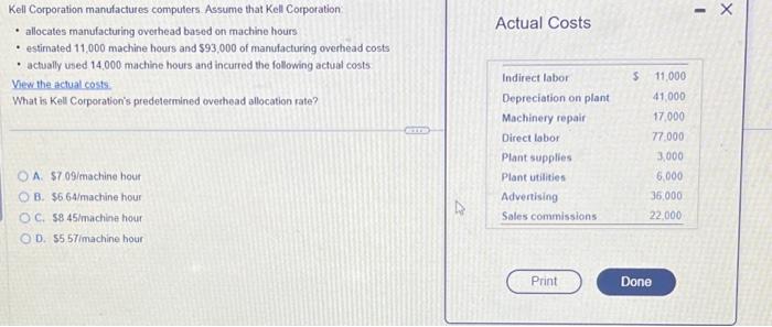 Solved Kell Corporation manufactures computers. Assume that | Chegg.com