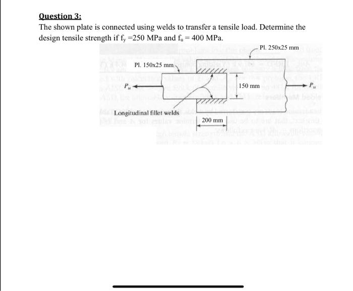 Solved Question 3: The shown plate is connected using welds | Chegg.com