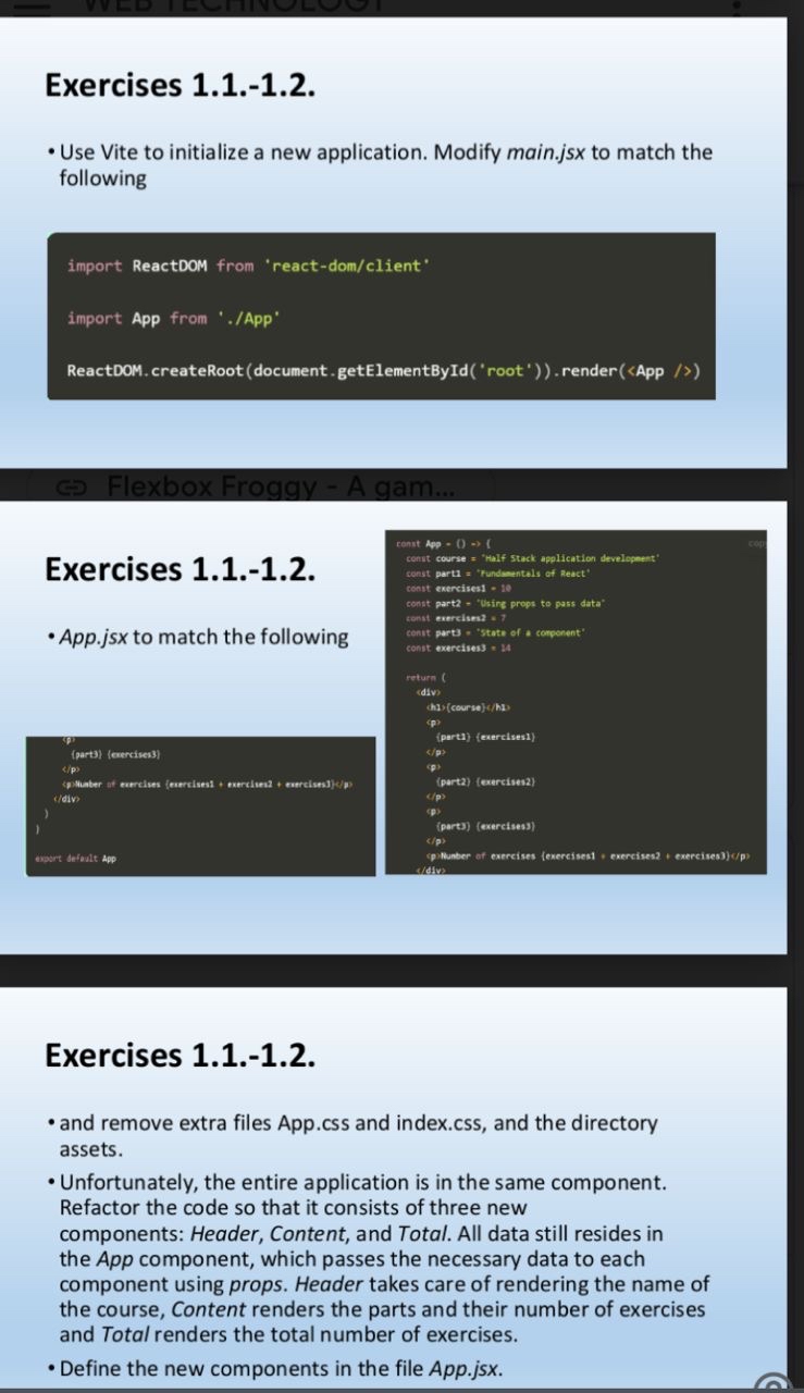 Solved Exercises 1.1.-1.2.Use Vite to initialize a new | Chegg.com