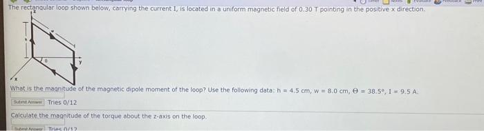 Solved The rectangular loop shown below, carrying the | Chegg.com