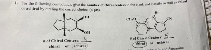 Solved For the following compounds, give the number of | Chegg.com