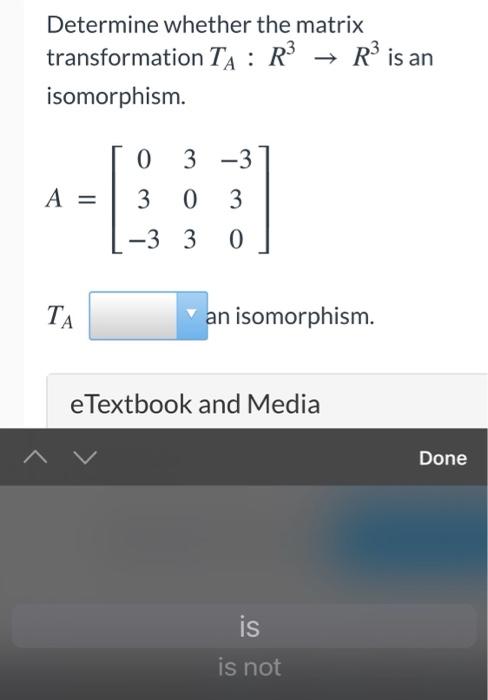 Solved Determine whether the matrix transformation TA : R3 | Chegg.com