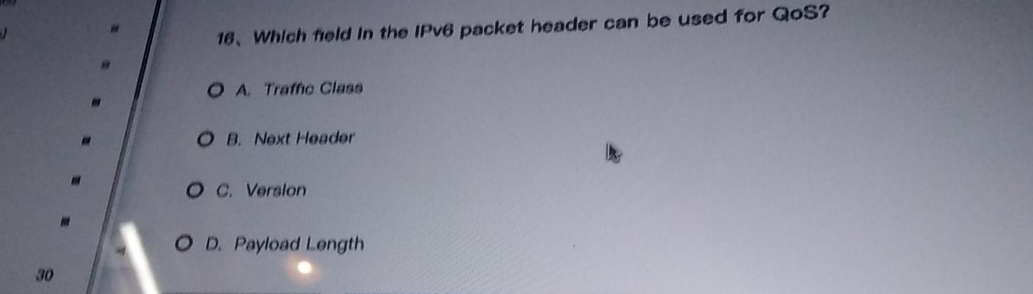 Solved 18. Which field in the IPv6 packet header can be used | Chegg.com