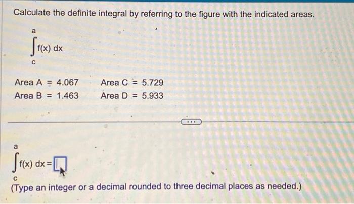 Solved Calculate the definite integral by referring to the | Chegg.com