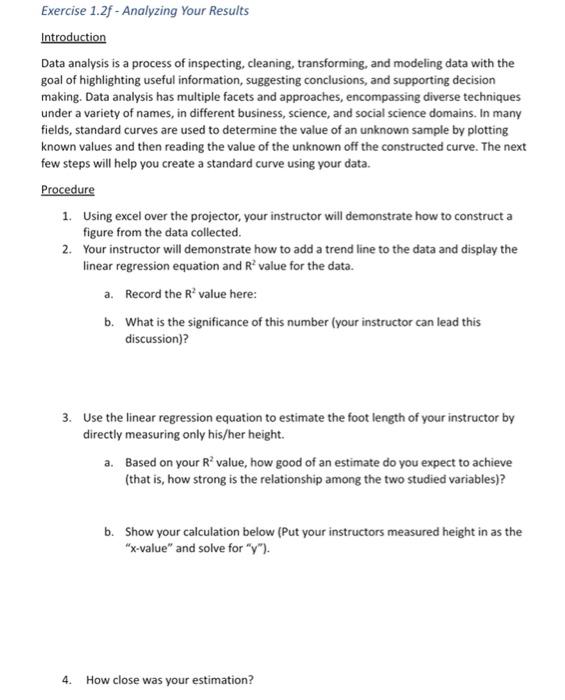 Solved Exercise 1.2f - Analyzing Your Results Introduction | Chegg.com