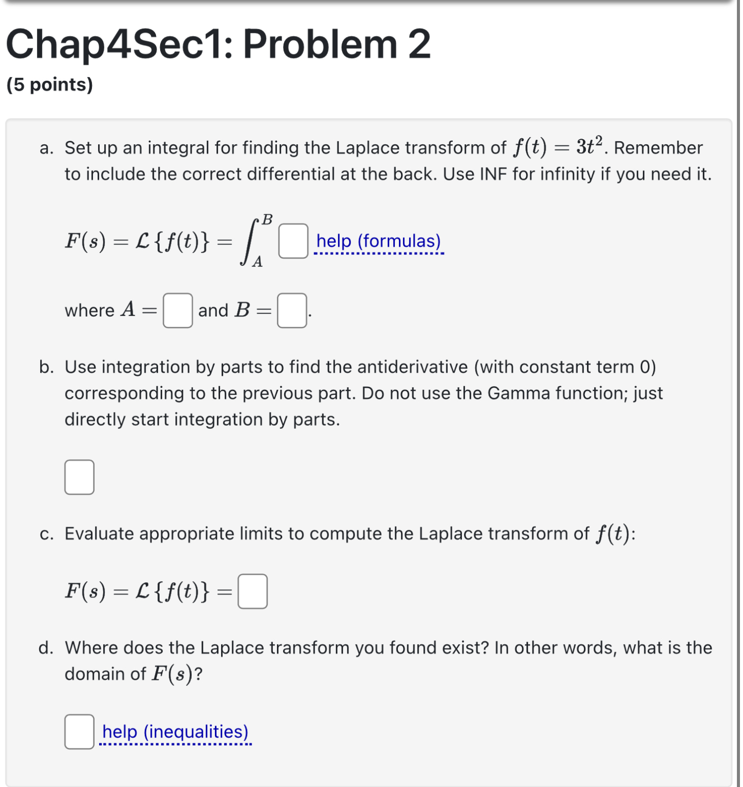 Solved Chap4Sec1: Problem 2(5 ﻿points)a. ﻿Set up an integral | Chegg.com