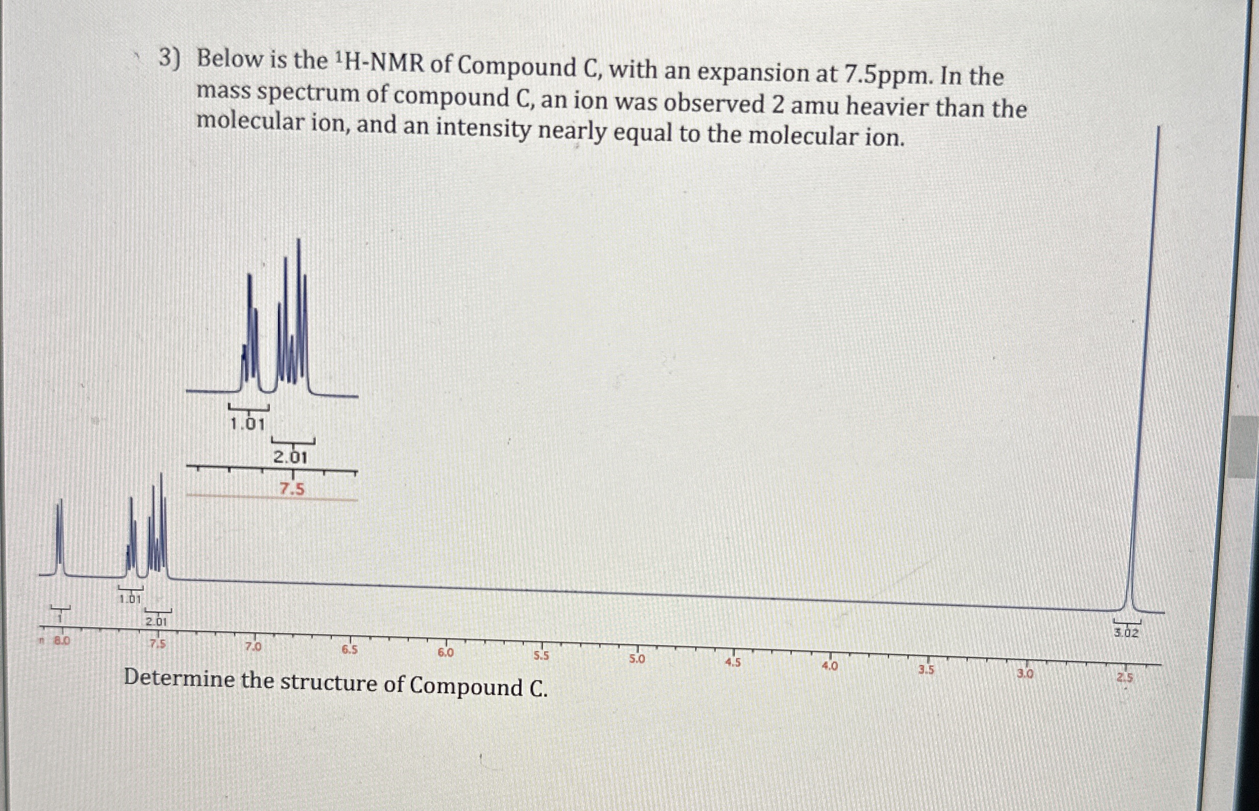 Solved Below is the ?1H-NMR of Compound C , ﻿with an | Chegg.com