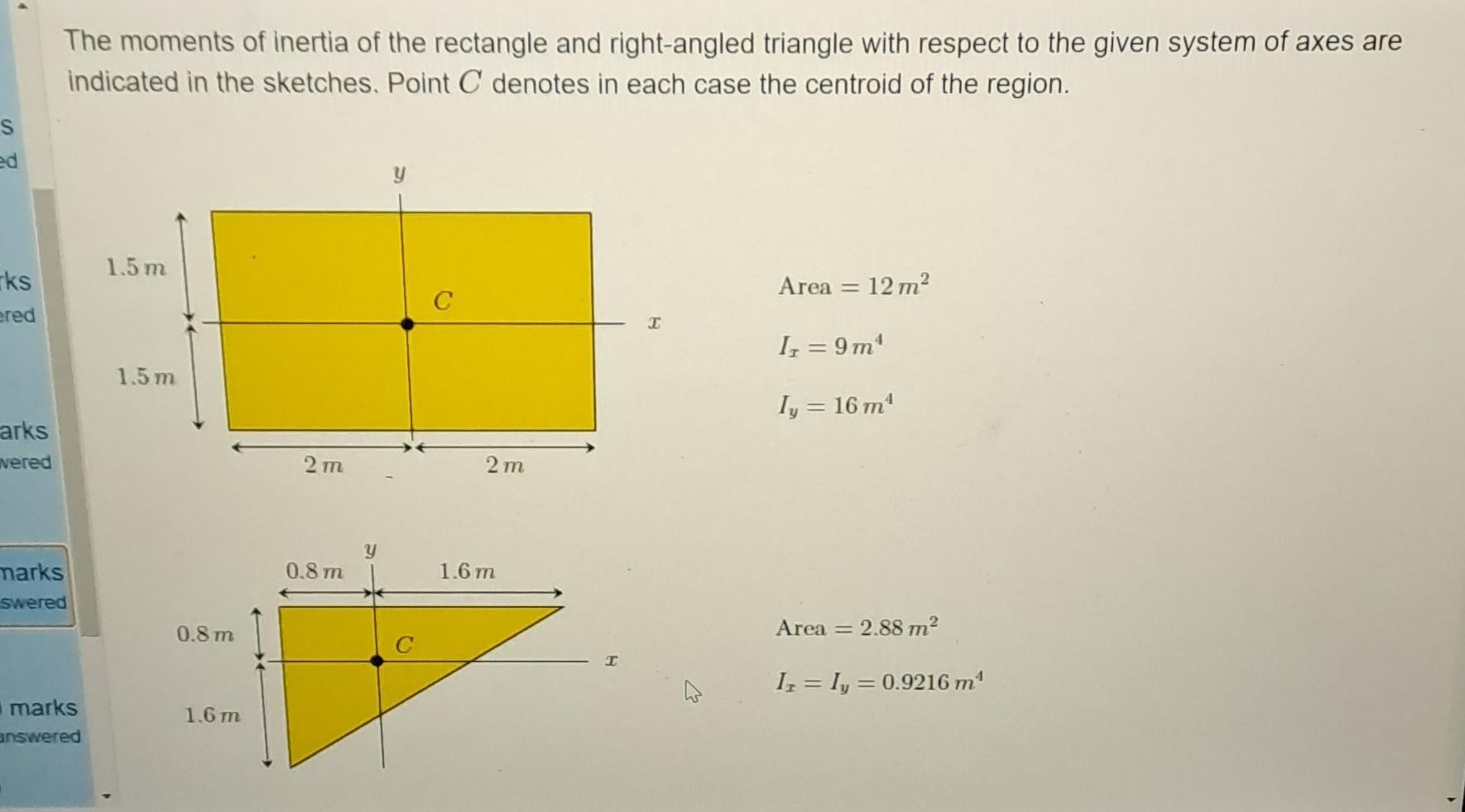 Solved The moments of inertia of the rectangle and | Chegg.com