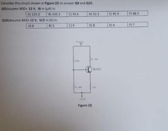 Solved Consider the circuit shown in Figure (3) to answer Q9 | Chegg.com