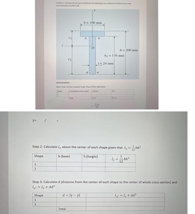 Solved y=1= Step 2: Calculate Ix about the center of each | Chegg.com