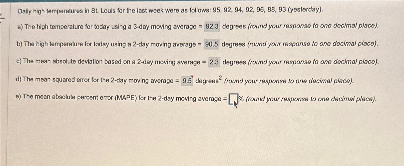 Solved Part E! ﻿Daily high temperatures in St. ﻿Louis for | Chegg.com