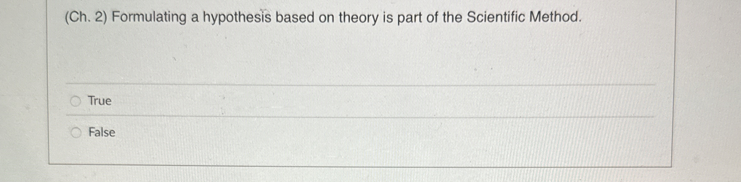 Solved (Ch. 2) ﻿Formulating a hypothesis based on theory is | Chegg.com
