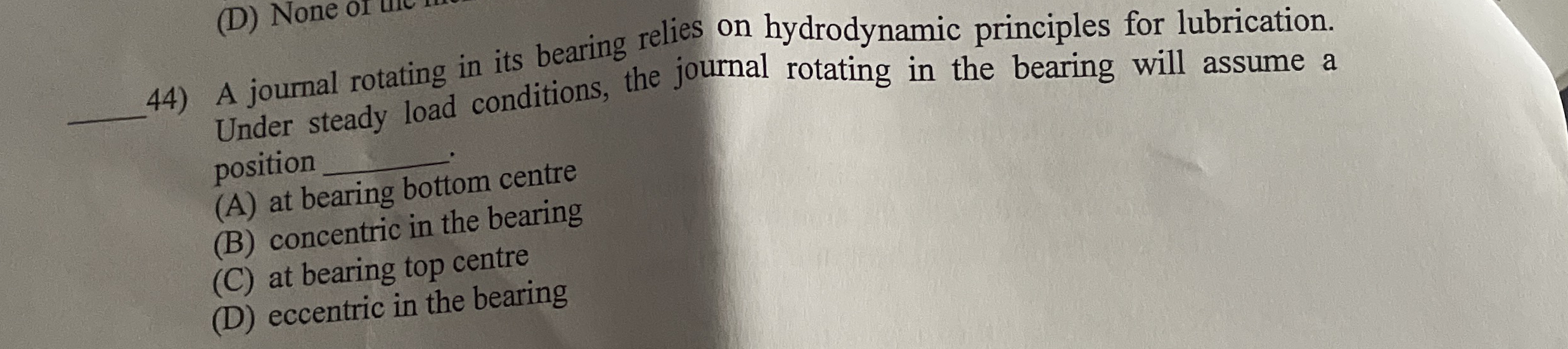 Solved A journal rotating in its bearing relies on | Chegg.com
