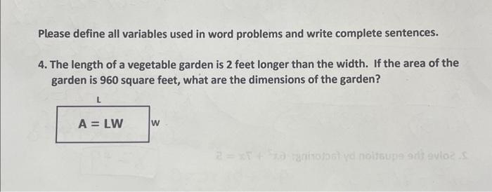 Solved Please define all variables used in word problems and | Chegg.com