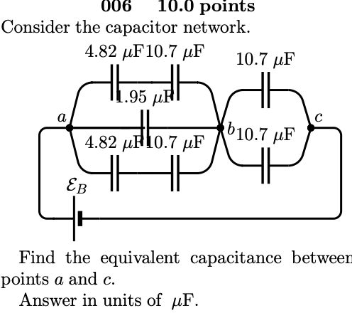 Solved Consider the capacitor network.Find the equivalent | Chegg.com
