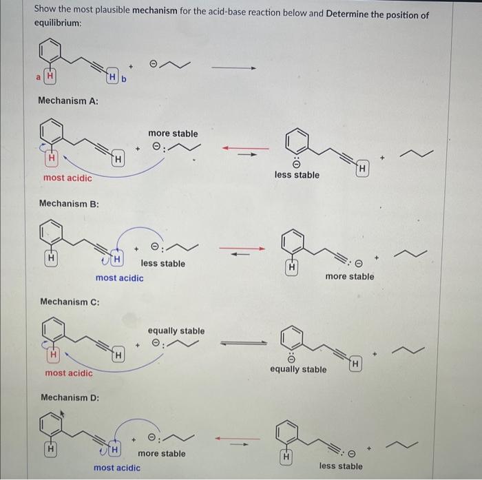 Solved Show the most plausible mechanism for the acid-base | Chegg.com