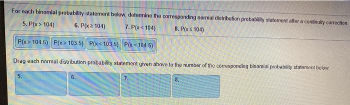 Solved For each binomial probability statement below, | Chegg.com