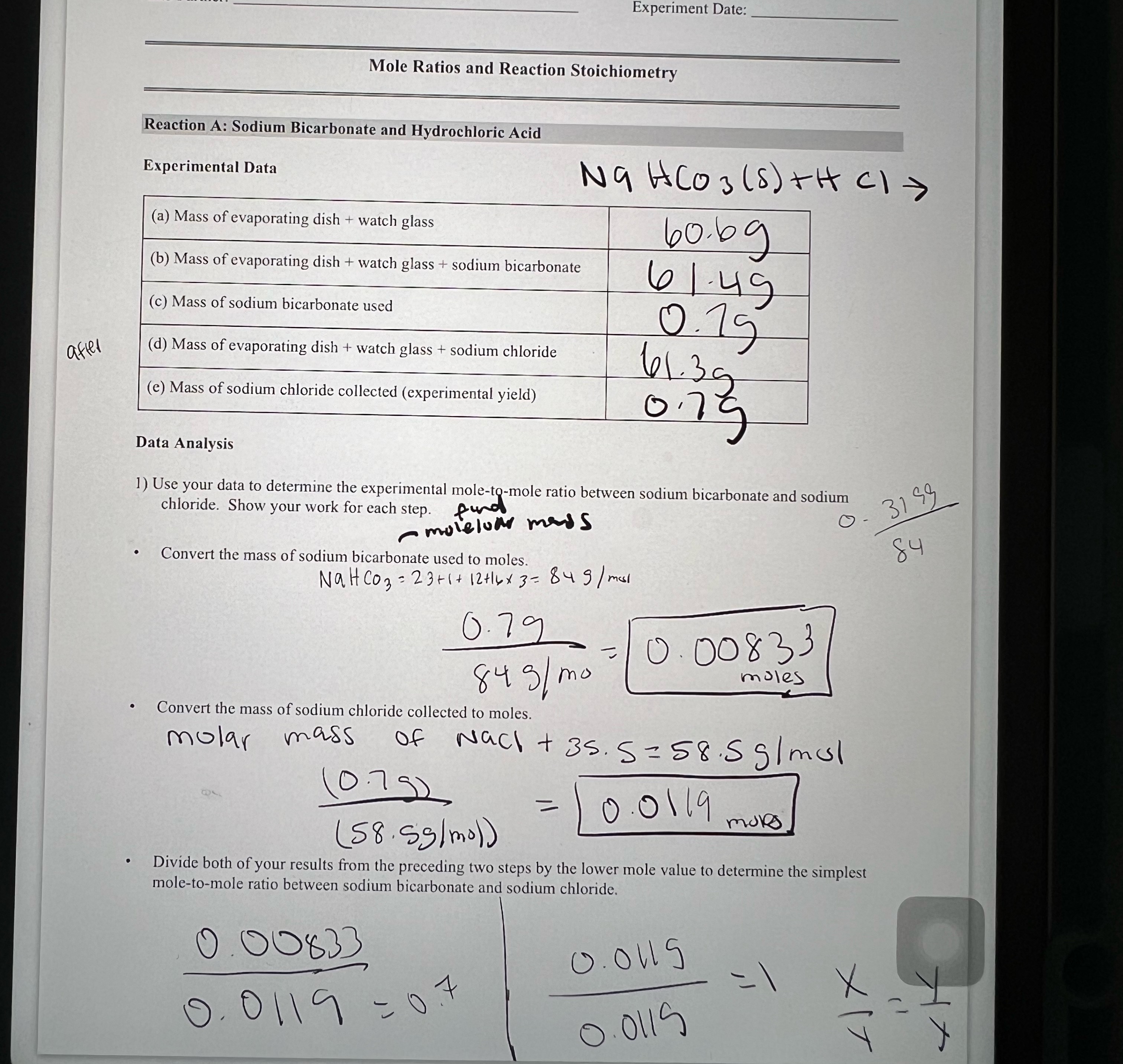 Mole Ratios and Reaction StoichiometryReaction A: | Chegg.com