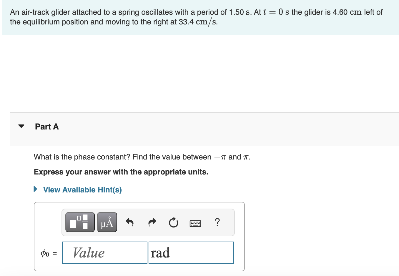 Solved An air-track glider attached to a spring oscillates | Chegg.com