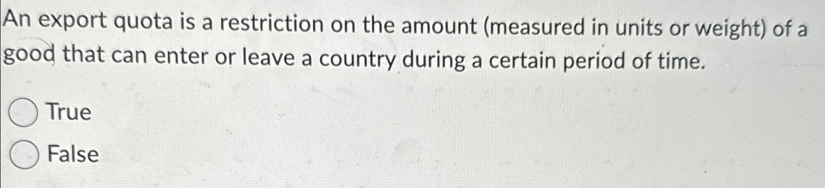 Solved An export quota is a restriction on the amount | Chegg.com