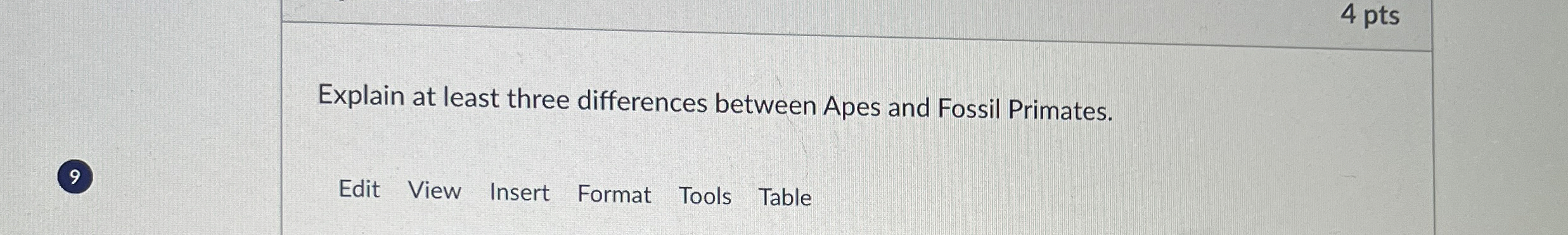 Solved 4 ﻿ptsExplain at least three differences between Apes | Chegg.com