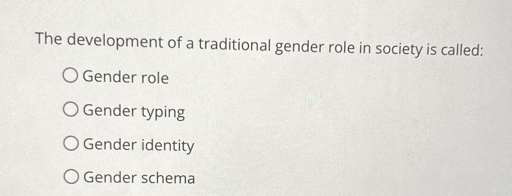 Solved The development of a traditional gender role in | Chegg.com