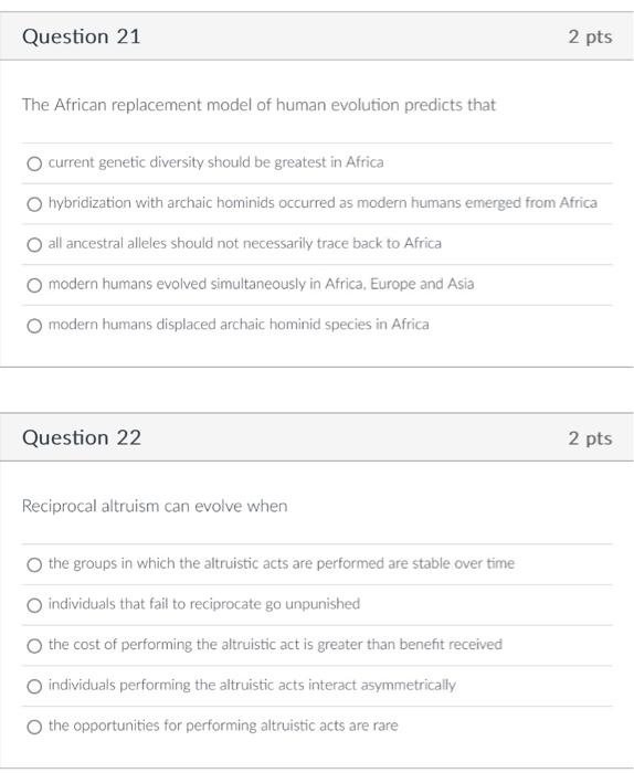 Solved The African replacement model of human evolution | Chegg.com
