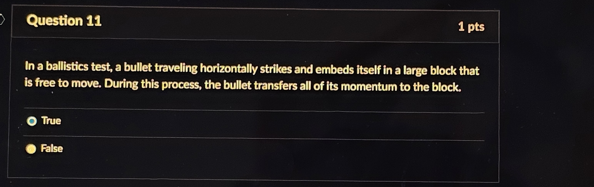 Solved Question 111 ﻿ptsIn a ballistics test, a bullet | Chegg.com