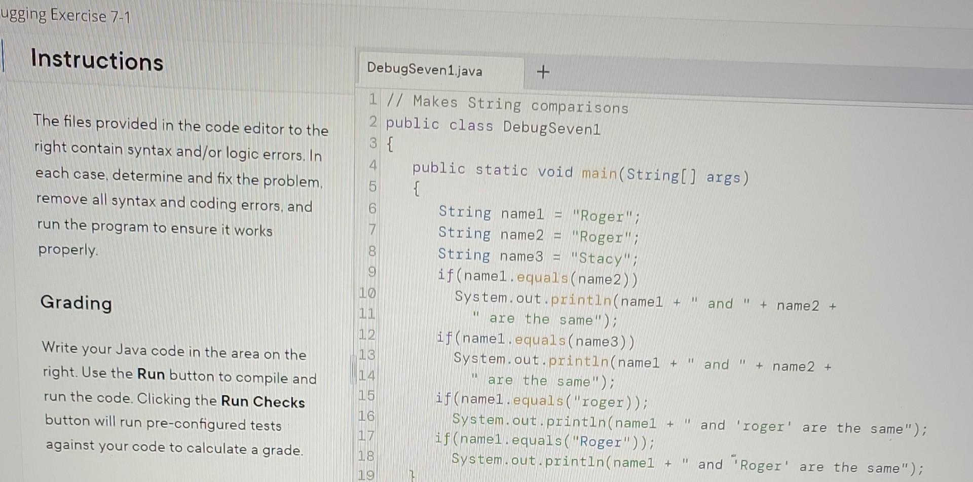 Solved ugging Exercise 7-1 | Chegg.com