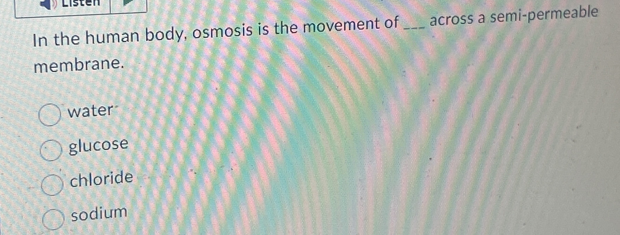 Solved In the human body, osmosis is the movement of q, | Chegg.com