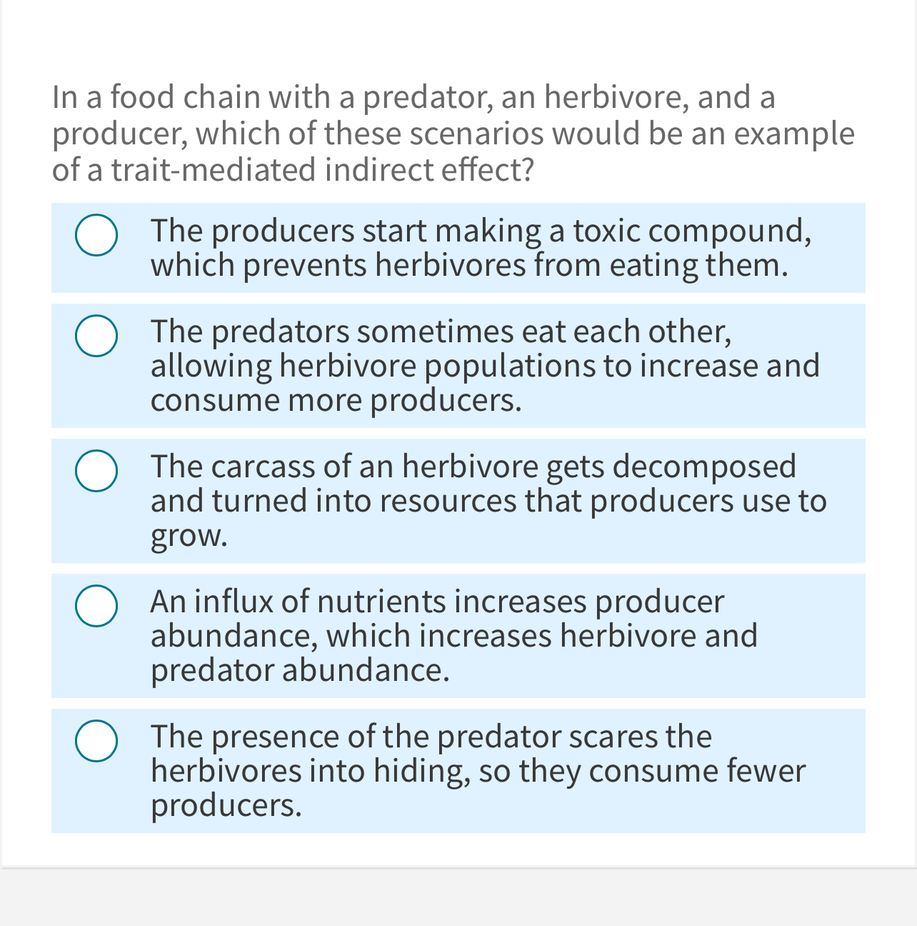 High Quality SOLUTION In a food chain with a predator, an herbivore, and a | Chegg.com