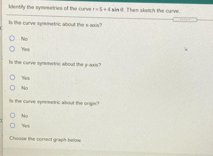 Solved Identify the symmetries of the curve r=5+4 sin . Then | Chegg.com