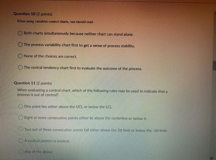 Solved Question 10 (2 points) When using variables control | Chegg.com