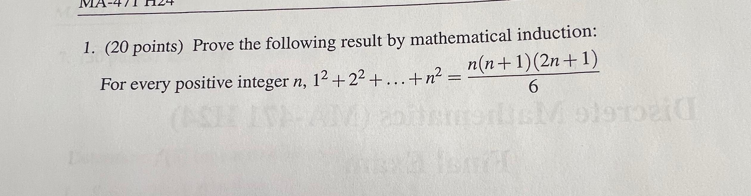 Solved (20 ﻿points) ﻿Prove the following result by | Chegg.com