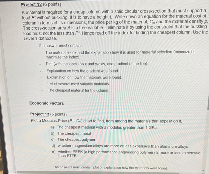 Plot a Modulus-Price (E−Cm) chart to find, from among | Chegg.com