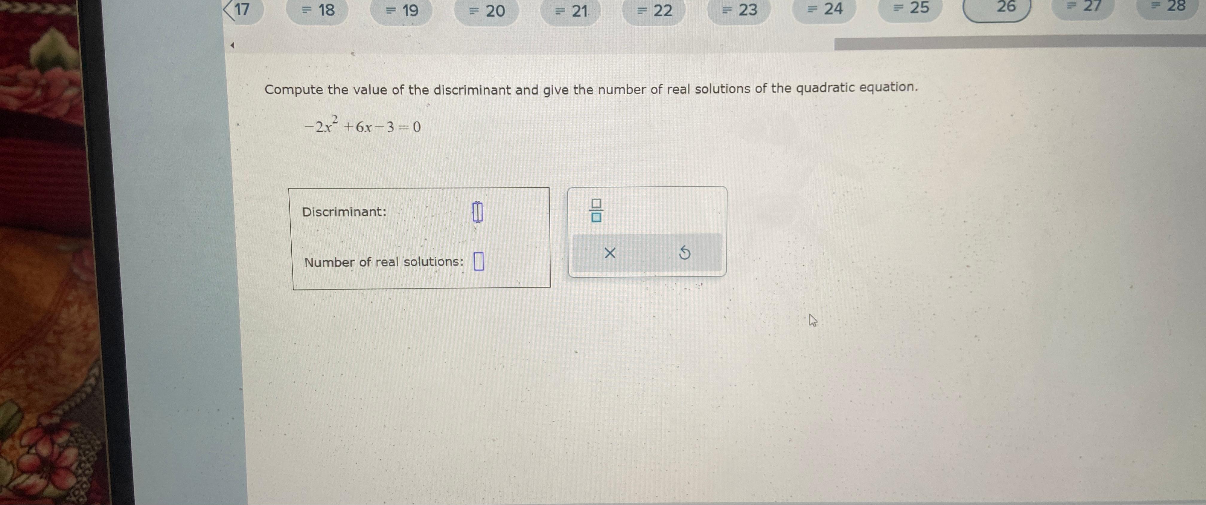 Solved Compute the value of the discriminant and give the | Chegg.com
