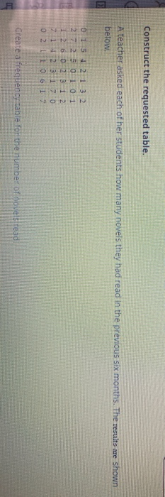 Solved Construct the requested table. A teacher asked each | Chegg.com