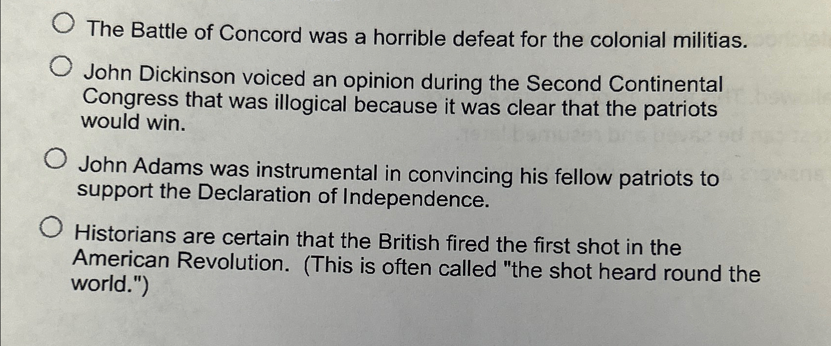 Solved The Battle of Concord was a horrible defeat for the | Chegg.com