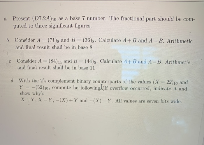 Solved a Present (D7.2A) 19 as a base 7 number. The | Chegg.com