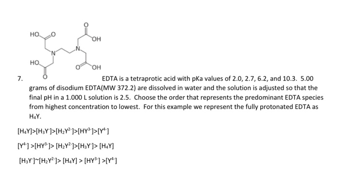 Solved HOO ГОН HOJ оон EDTA is a tetraprotic acid with pka | Chegg.com
